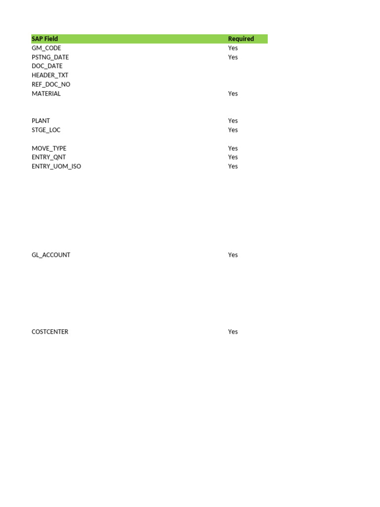 SAP Goods Movement Data Structure | PDF | Payments
