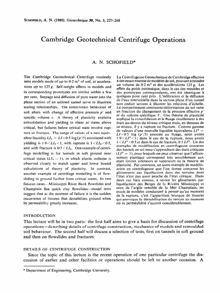 001-Cambridge Geotechnical Centrifuge Operations | PDF | Geotechnical ...