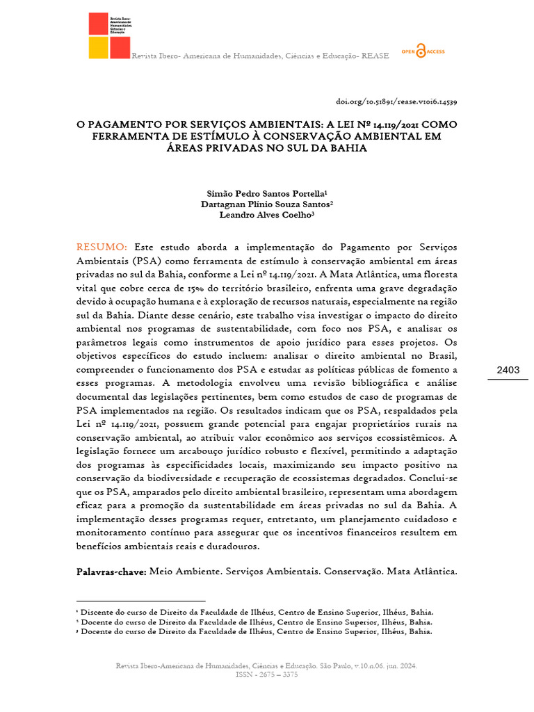 Artigo Periódio Revista Iberoamericana-Simão Pedro Portella | PDF | Sustentabilidade | Agricultura