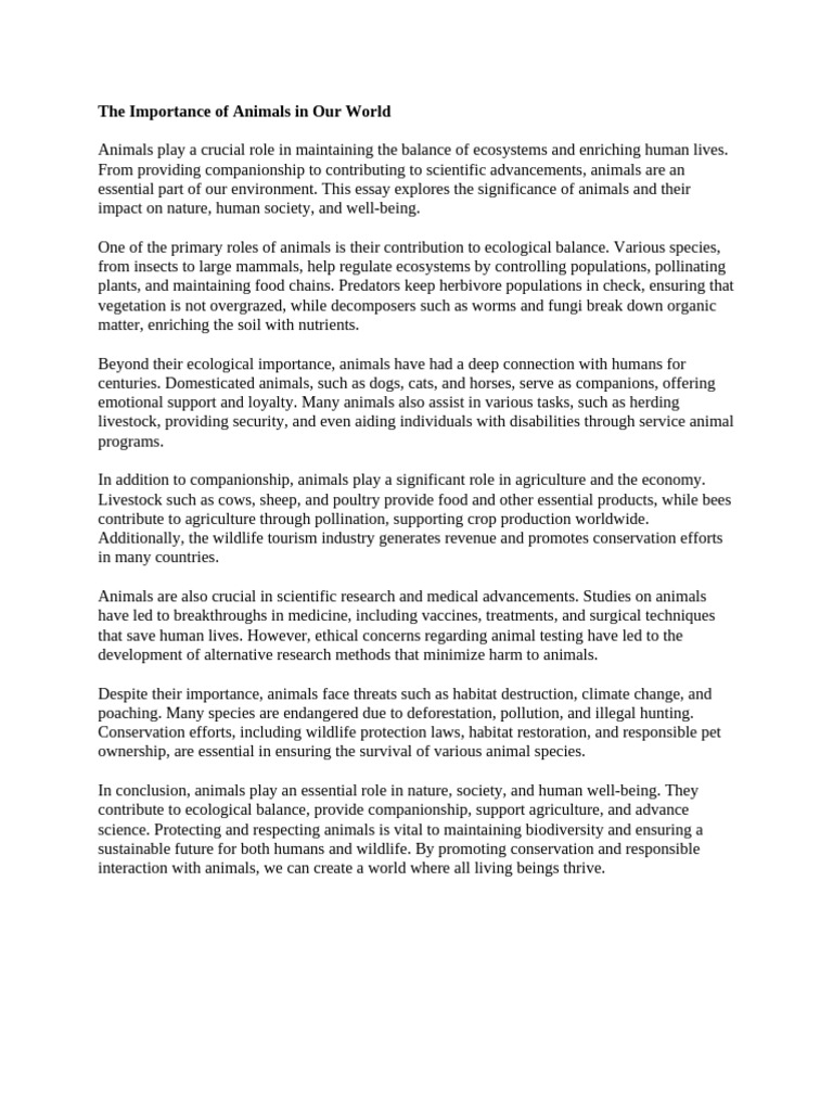 The Importance of Animals in Our World | PDF | Conservation Biology ...