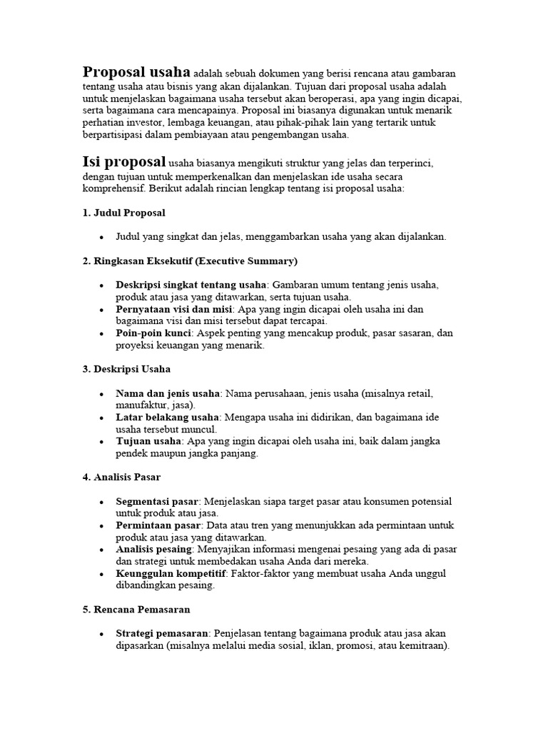 Panduan Lengkap Proposal Usaha | PDF