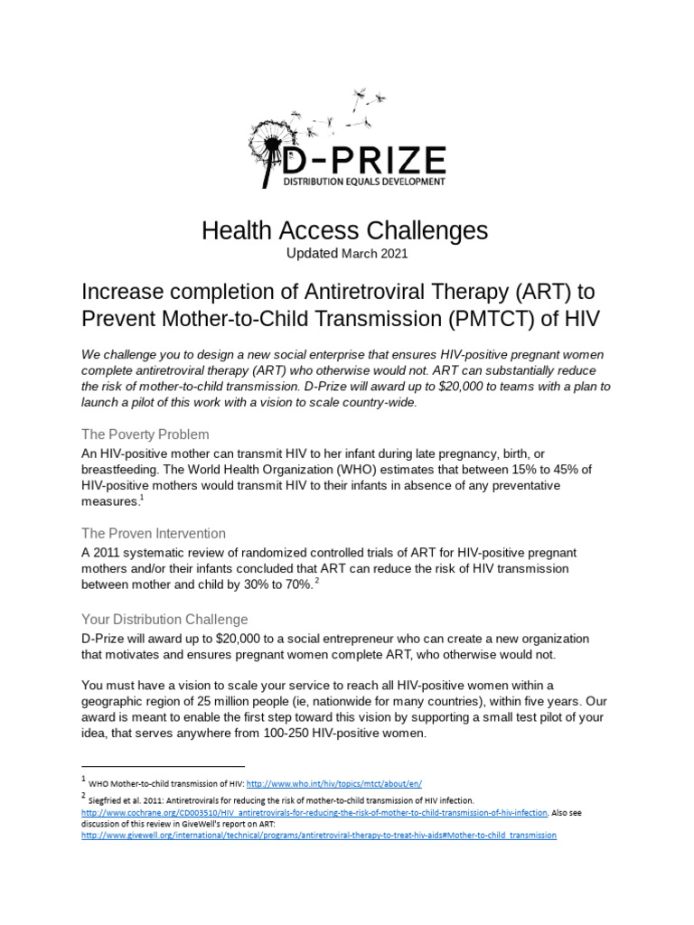 D-Prize_Health_Access_PMTCT (1) | PDF | Hiv/Aids | Medicine