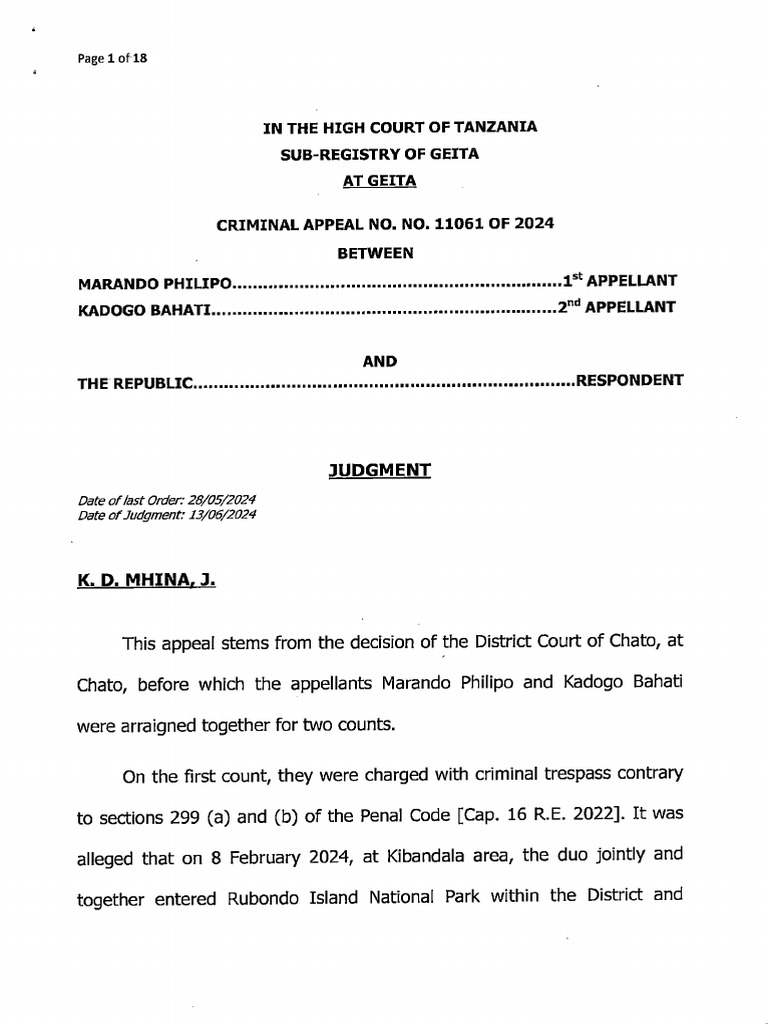 Marando Philipo and Another Vs The Republic (Criminal Appeal No 11061 ...