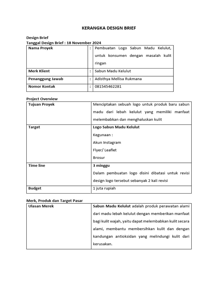 Tugas 2. Project - Design Brief | PDF