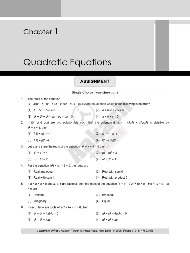 Quadratic Equations Final Pdf Quadratic Equation Elementary