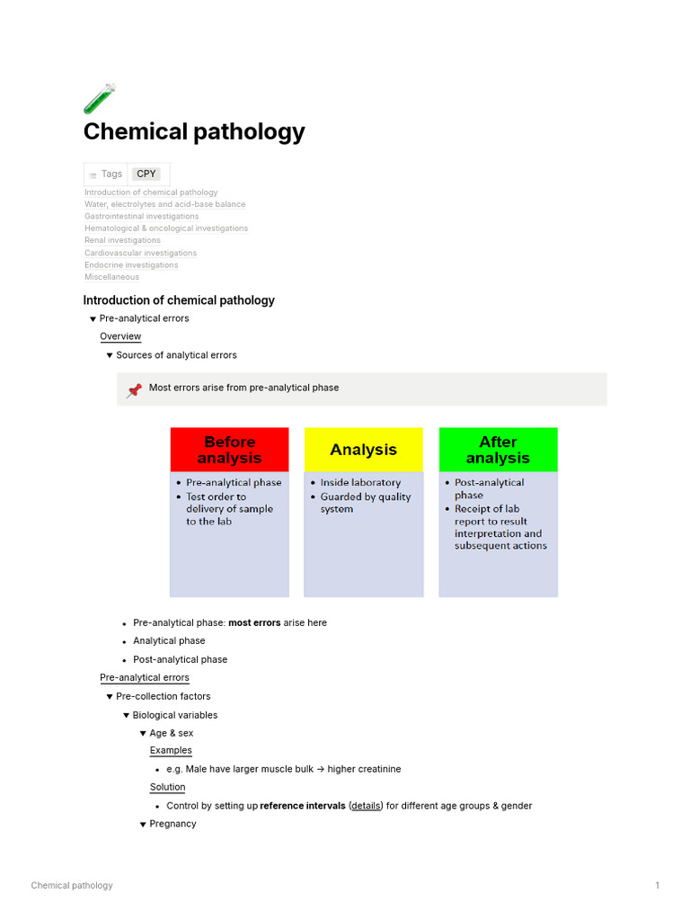 Understanding Chemical Pathology Errors | PDF | Sensitivity And Specificity | Medical Specialties