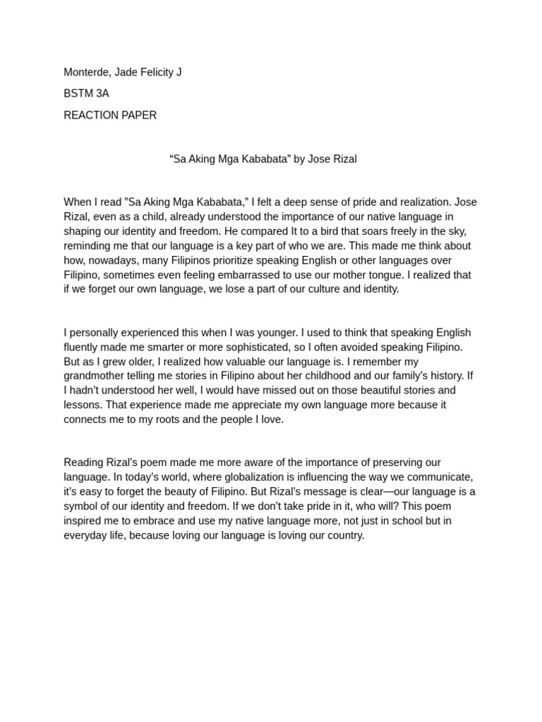 Reaction Paper | PDF