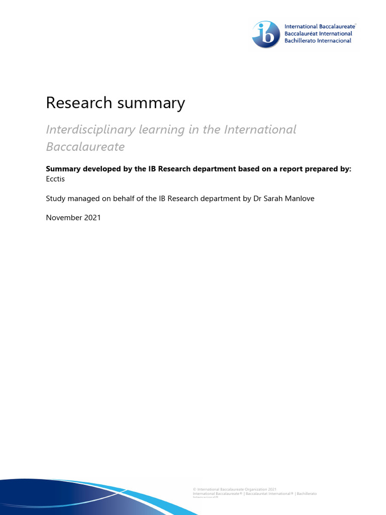 Interdisciplinary Learning Ecctis Summary en | PDF ...