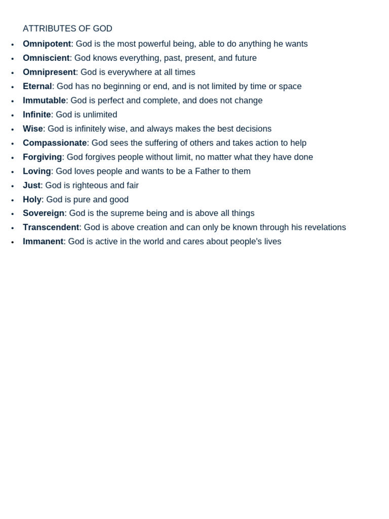 Attributes of God | PDF