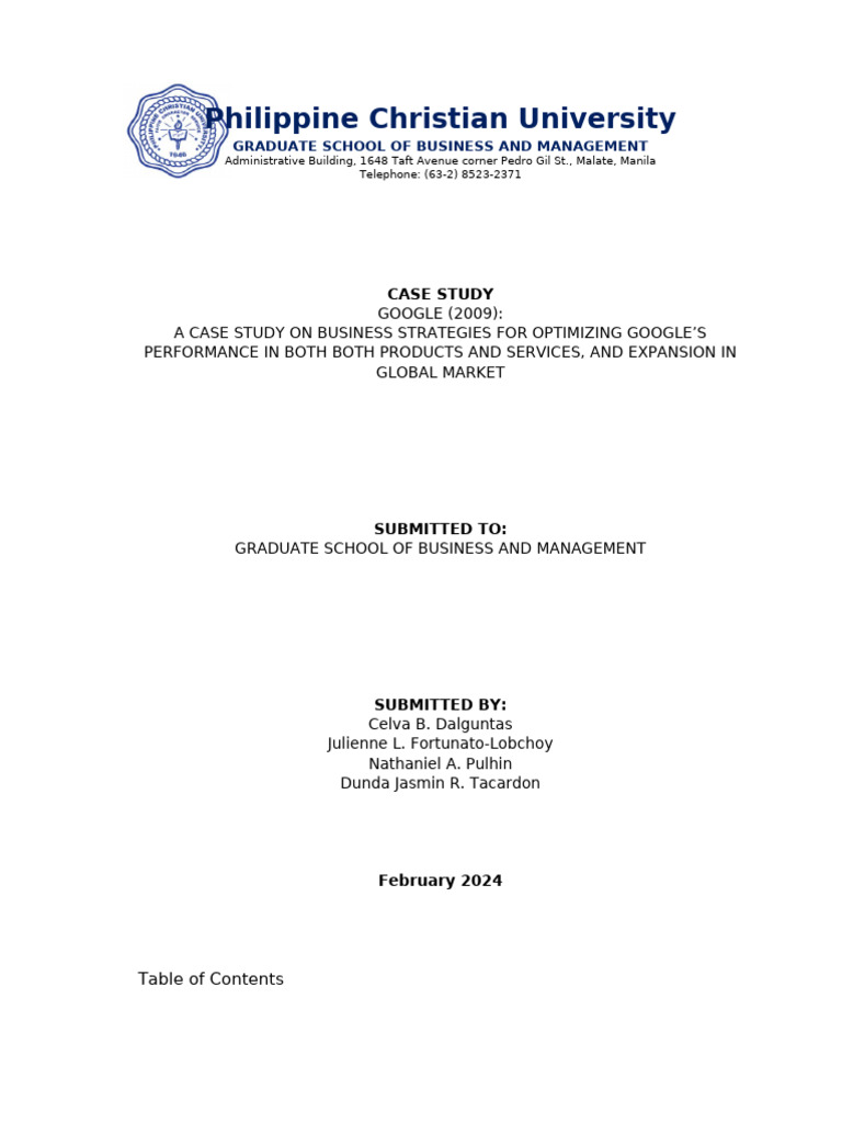 Google Case Study Write Up | PDF | Swot Analysis | Innovation