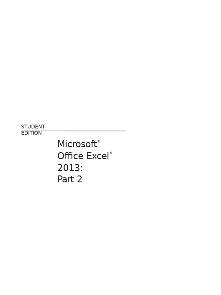 Excel 2013 Level 2 | PDF | Microsoft Excel | Spreadsheet