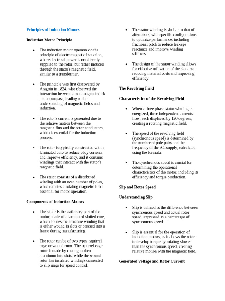Induction Motor Operating Principles | PDF | Electric Motor | Power ...