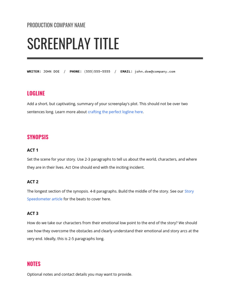 Movie Synopsis Template StudioBinder | PDF