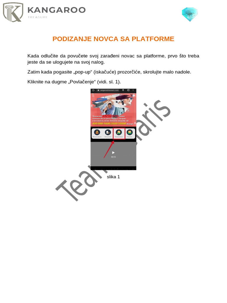 Podizanje (Povlačenje) Novca Sa Platforme | PDF