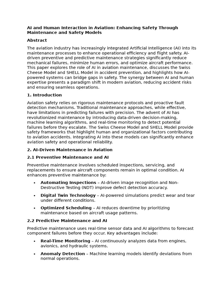 AI and Human Interaction in Aviation 1 | PDF | Artificial Intelligence ...