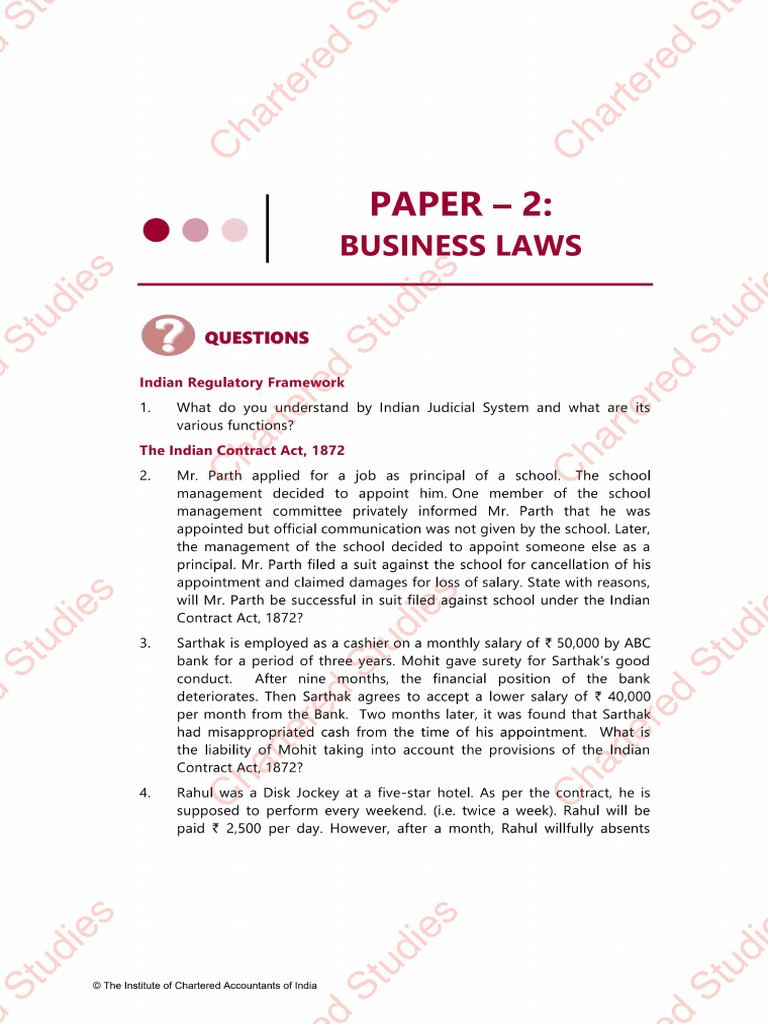 CA Foundation PAPER - 2-BUSINESS LAWS RTP For June 2024 | PDF
