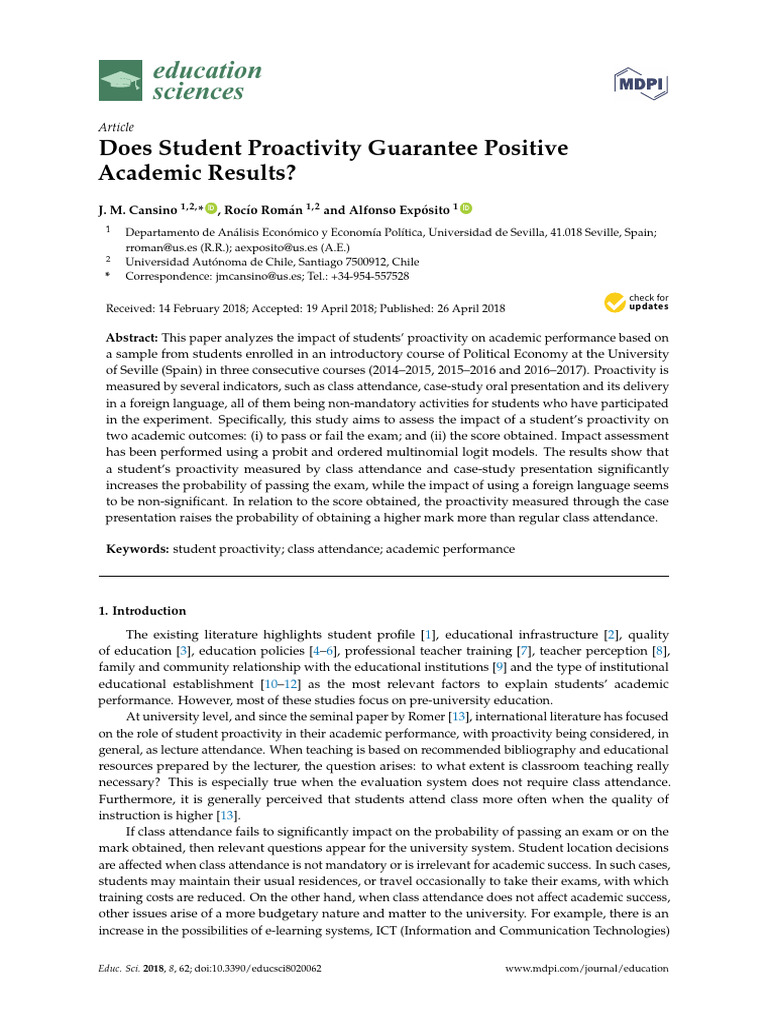 Does Student Proactivity Guarantee Positive Academic Results? | PDF | Logistic Regression ...