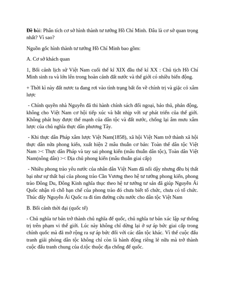 Bài kiểm tra giữa kì Tư Tưởng Hồ Chí Minh | PDF