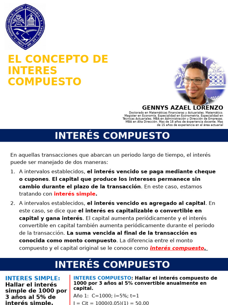 Interés Compuesto: Cálculos y Fórmulas | PDF | Interés | Interés compuesto