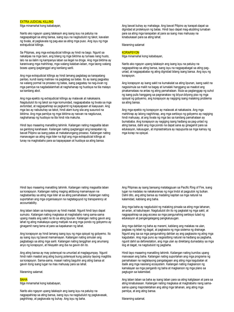 Talumpati Scripts | PDF