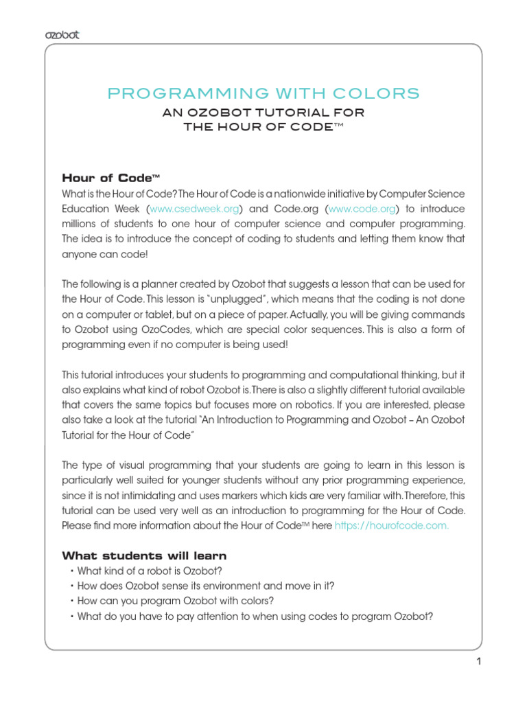 Introduction To Ozobot and Colour Codes - Ozobot Activity Sheets | PDF ...