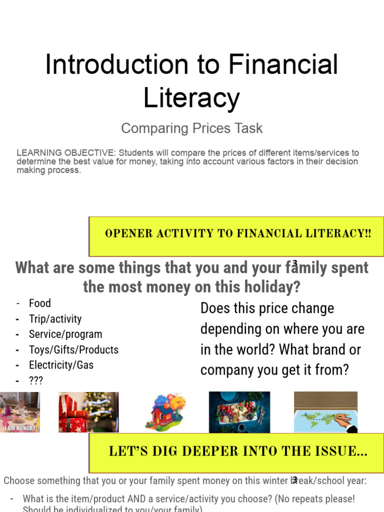 Introduction To Financial Literacy | PDF | Money | Prices