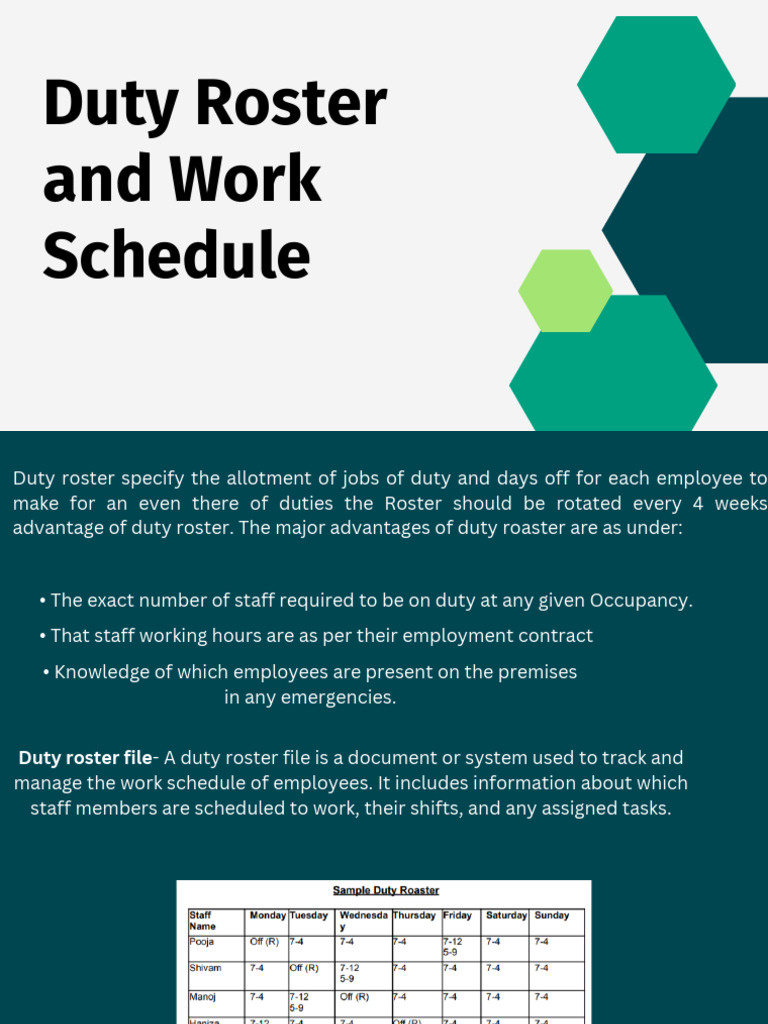 Duty Roster and Work Schedule | PDF