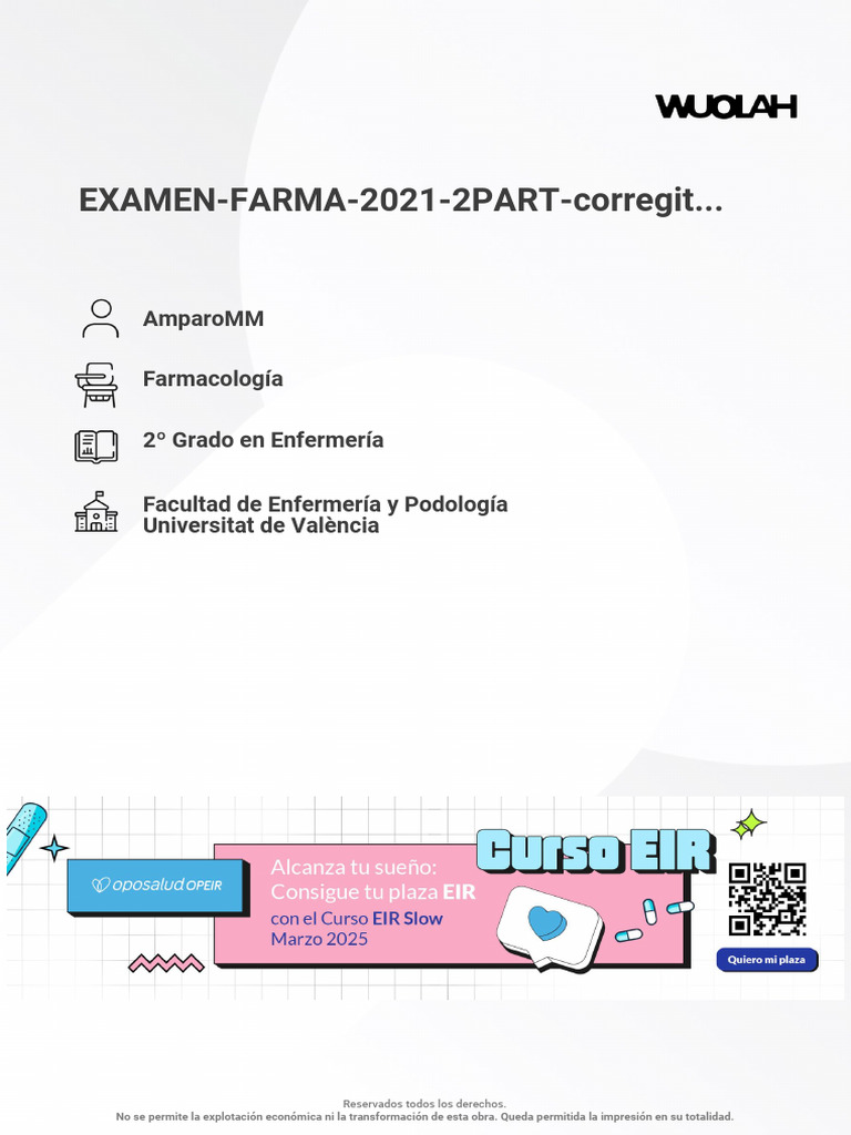 Wuolah Free EXAMEN FARMA 2021 2PART Corregit | PDF | Antidepresivo | Benzodiazepinas