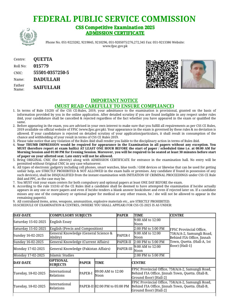 Online - Fpsc.gov - PK FPSC Css Reports Css Ac Detail 2025 P.PHP | PDF ...