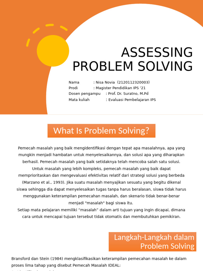 NISA NOVIA_PPT_ TUGAS ASSESSING PROBLEM SOLVING | PDF