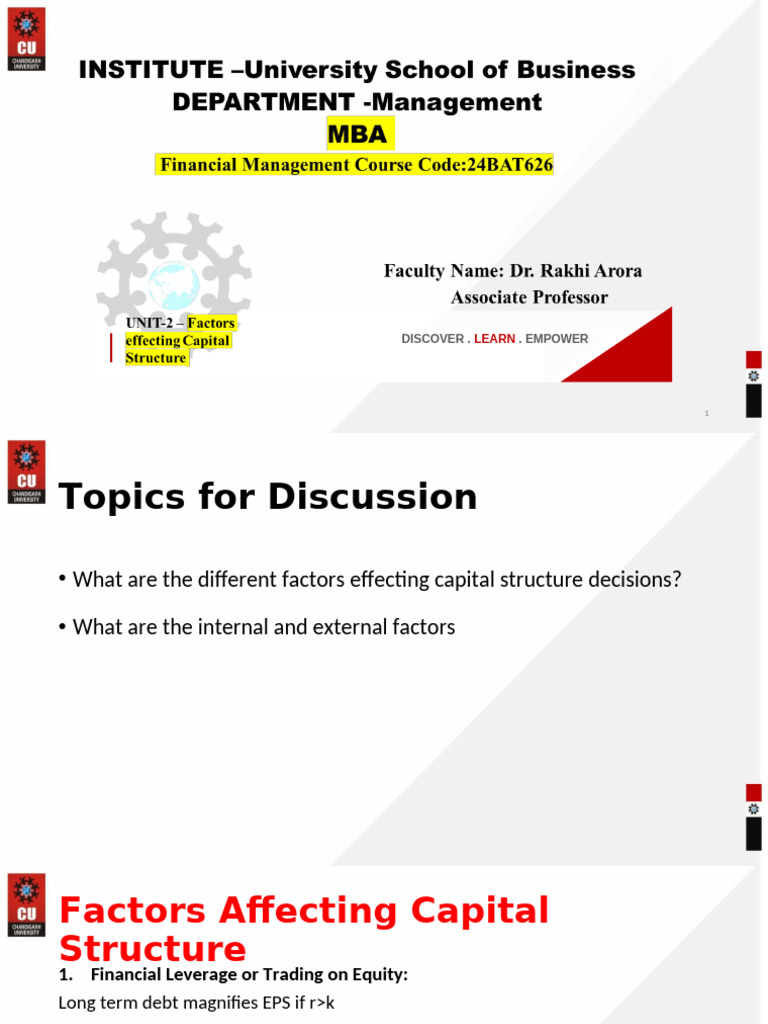Lecture 1.6 Factors Affecting Capital Structure | PDF | Capital Structure | Business