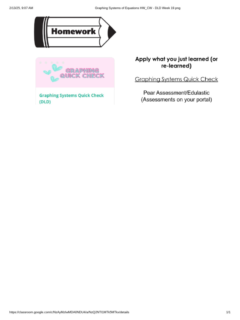 Graphing Systems of Equations HW - CW - DLD Week 19.png | PDF