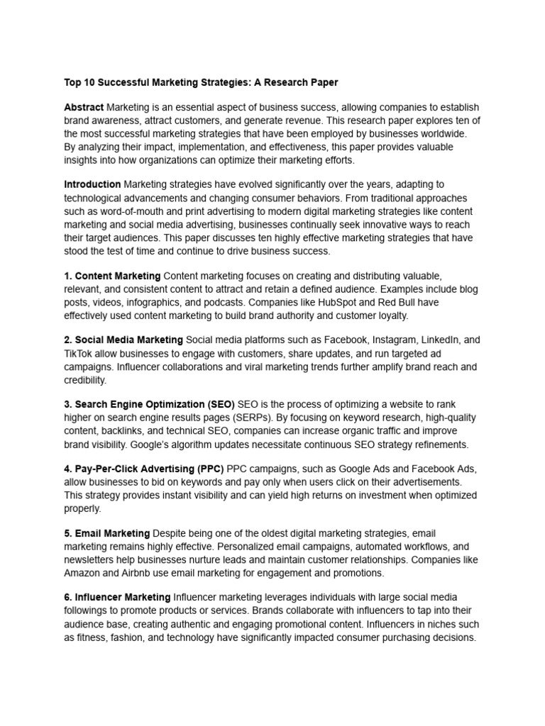 Top 10 Marketing Strategies Guide | PDF | Search Engine Optimization ...
