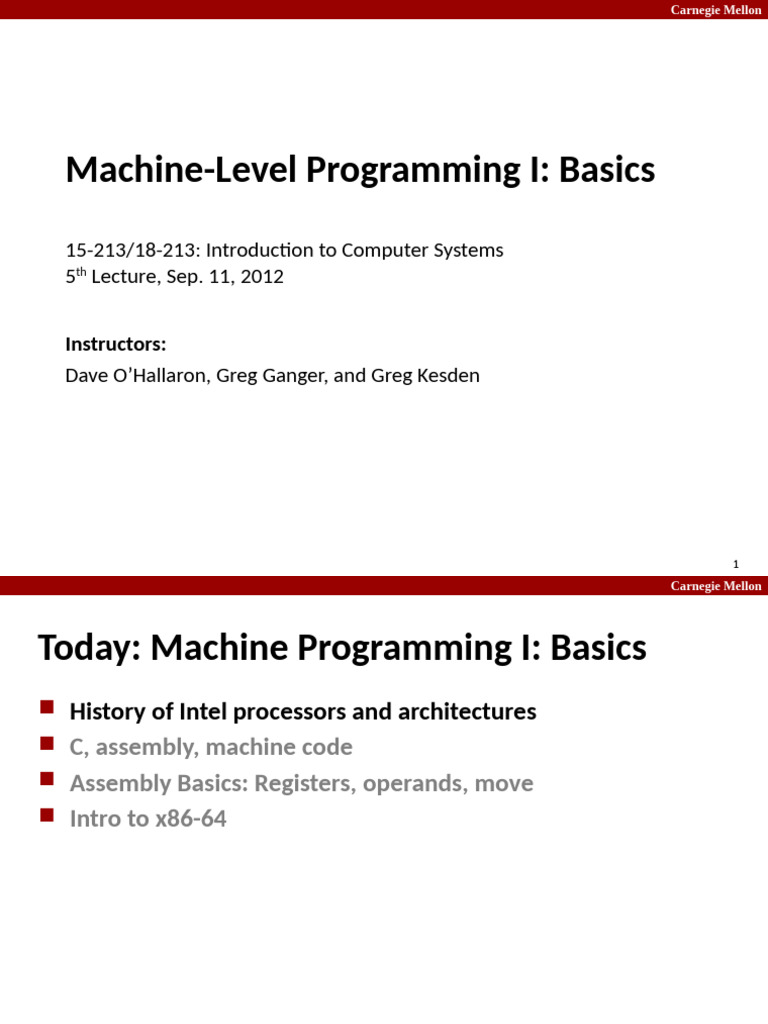 05-machine-basics (1) | PDF | Assembly Language | Central Processing Unit