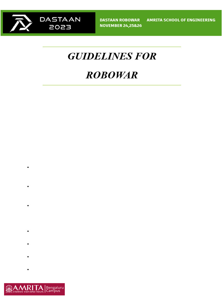 Dastaan Robowar Competition Guidelines | PDF | Robot | Robotics