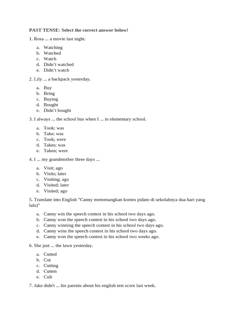 Latihan Soal Past-Perfect-Continuous Tense | PDF