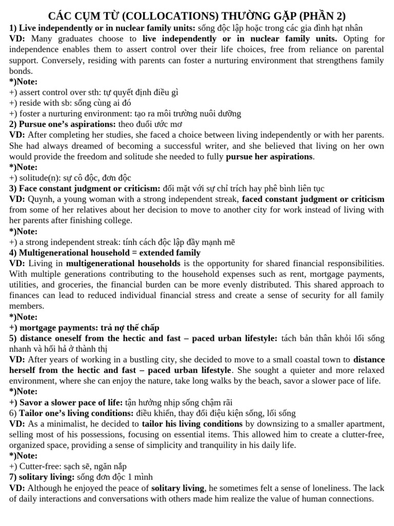 Các collocation hay (phần II) (21-10-2024) | PDF