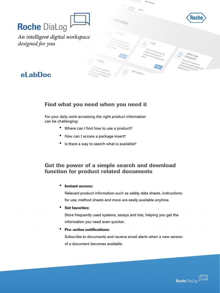4 Roche - Dialog - One-Pager - eLabDoc | PDF | Computing | Software