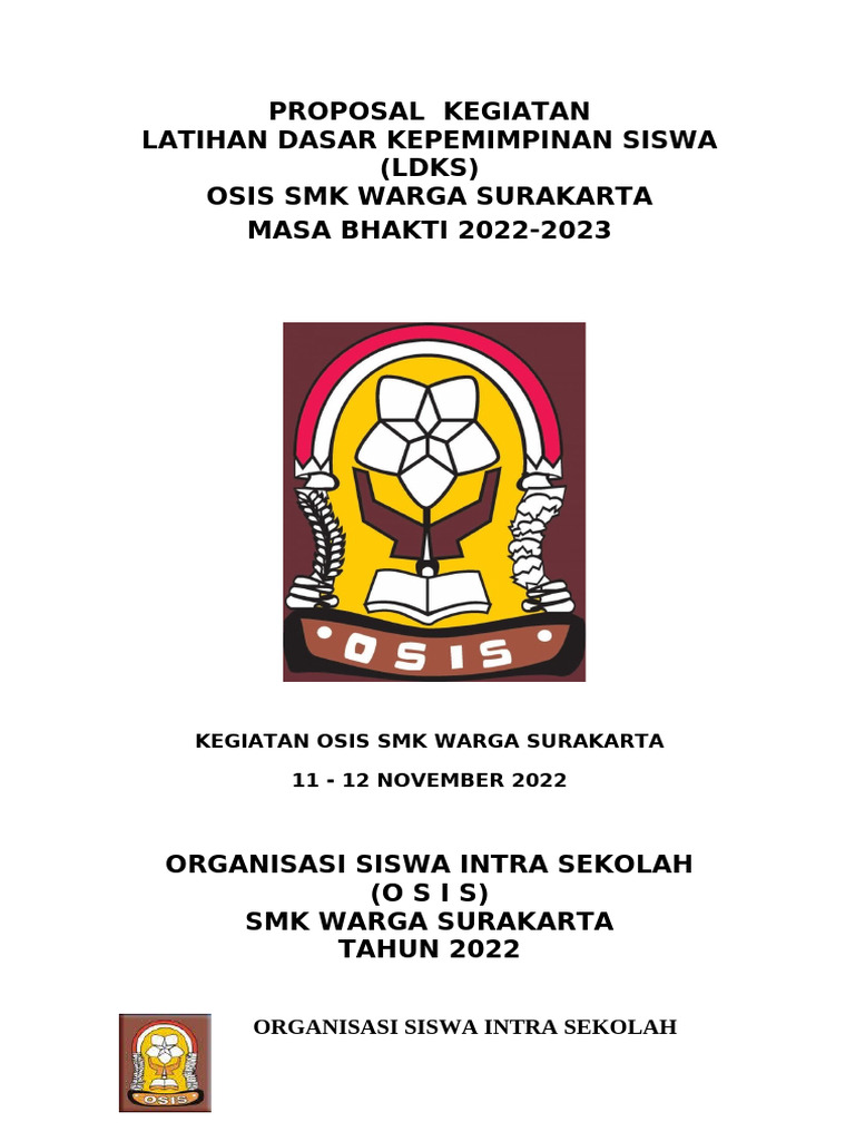 Proposal LDKS OSIS SMK Warga Surakarta | PDF