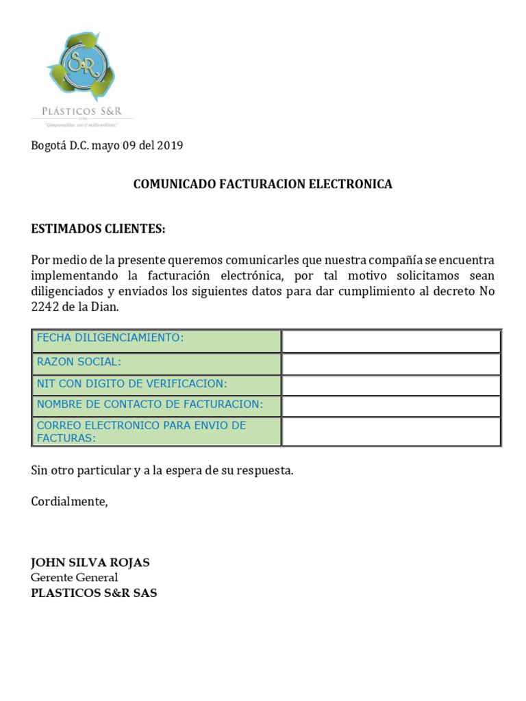 COMUNICADO FACTURACION ELECTRONICA | PDF