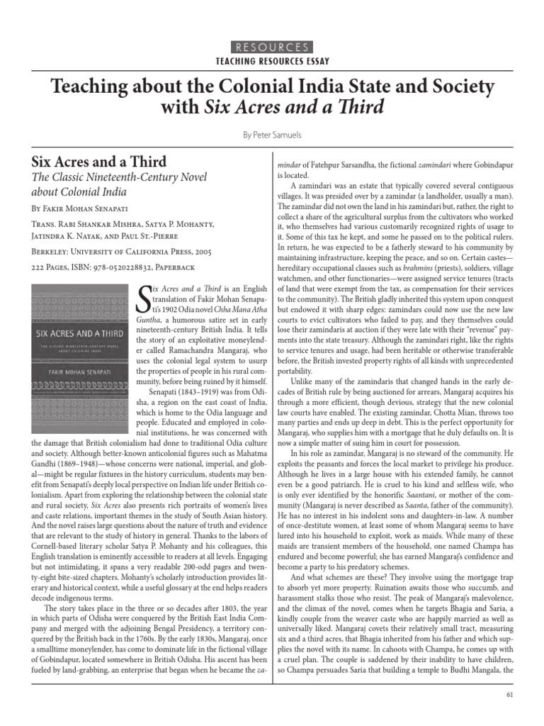 teaching-about-the-colonial-india-state-and-society-with-six-acres-and ...