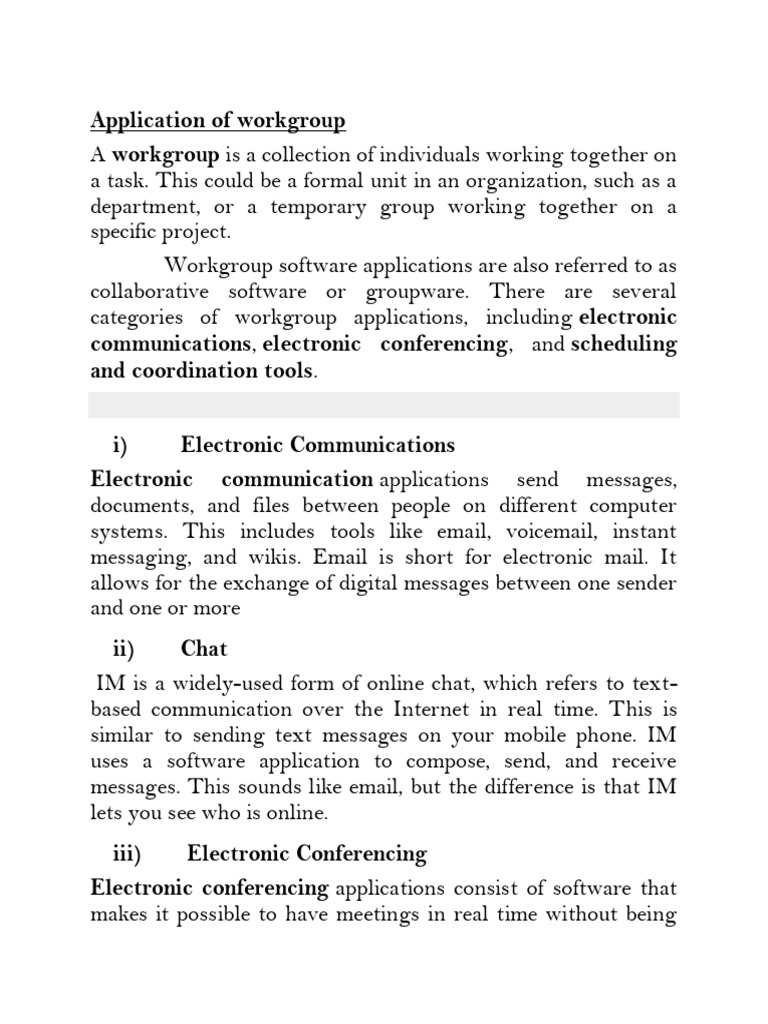 6.2 Applicationo of Workgroup | PDF