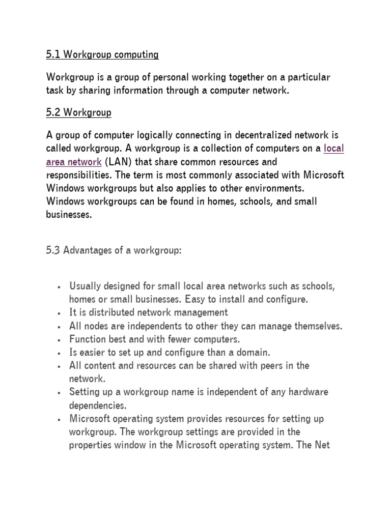 6.1 Defining of Workgroup | PDF | Computer Network | Microsoft Windows