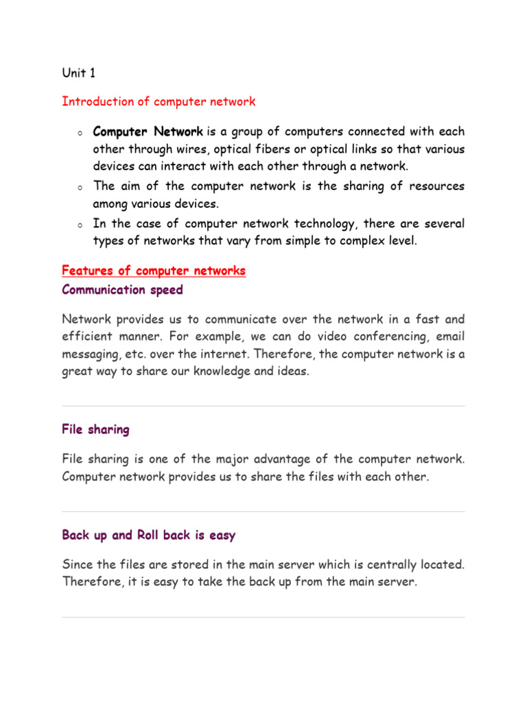 Unit 1 Introduction of Computer Networks12 | PDF | Computer Network ...