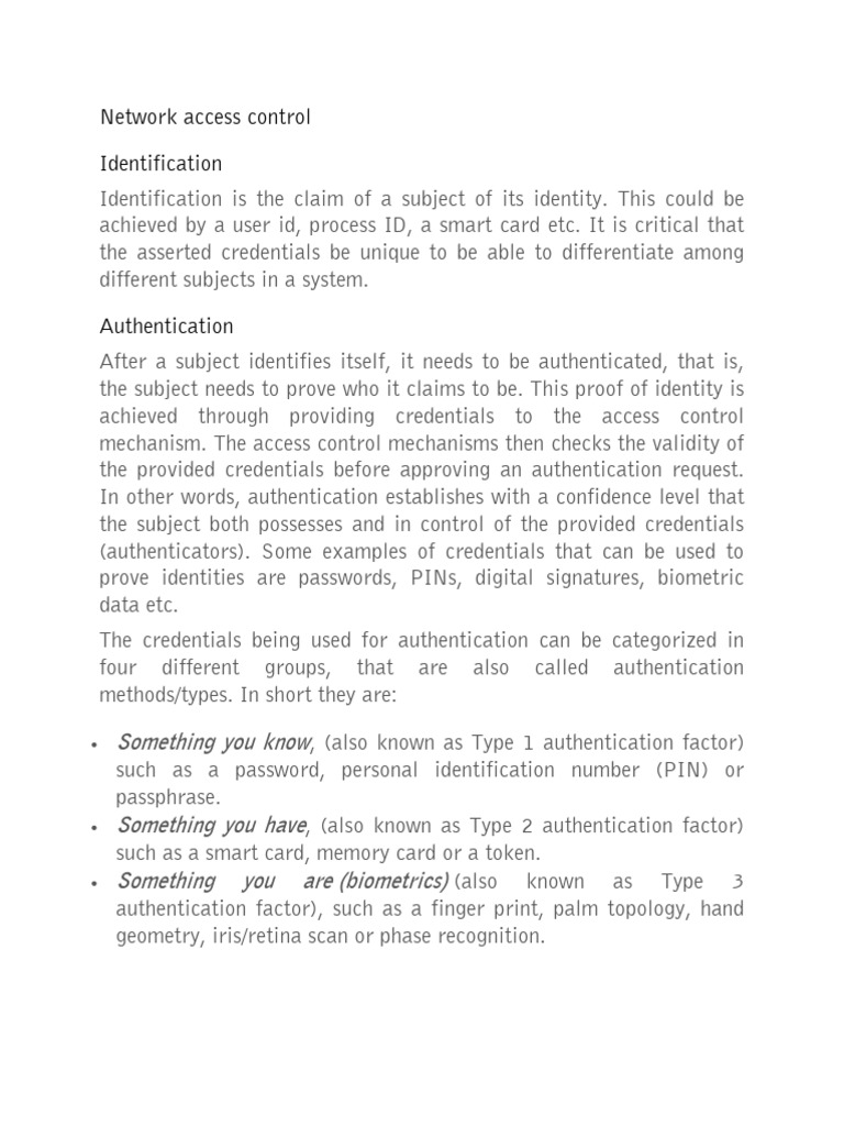 7.6 Network Access Control | PDF | Authentication | Access Control