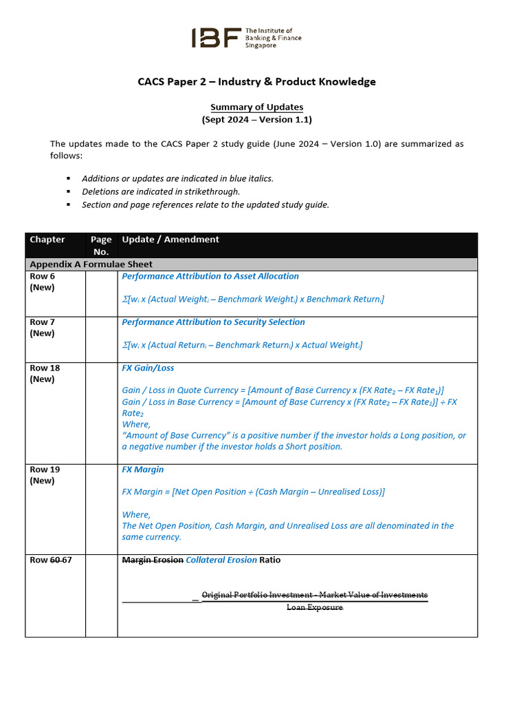 CACS Paper 2 Updates Summary 2024 | PDF | Leverage (Finance) | Investing