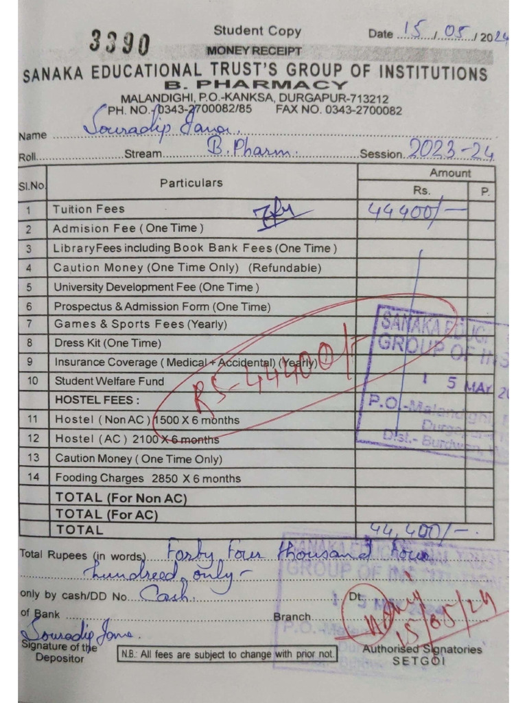 Admission Receipt | PDF