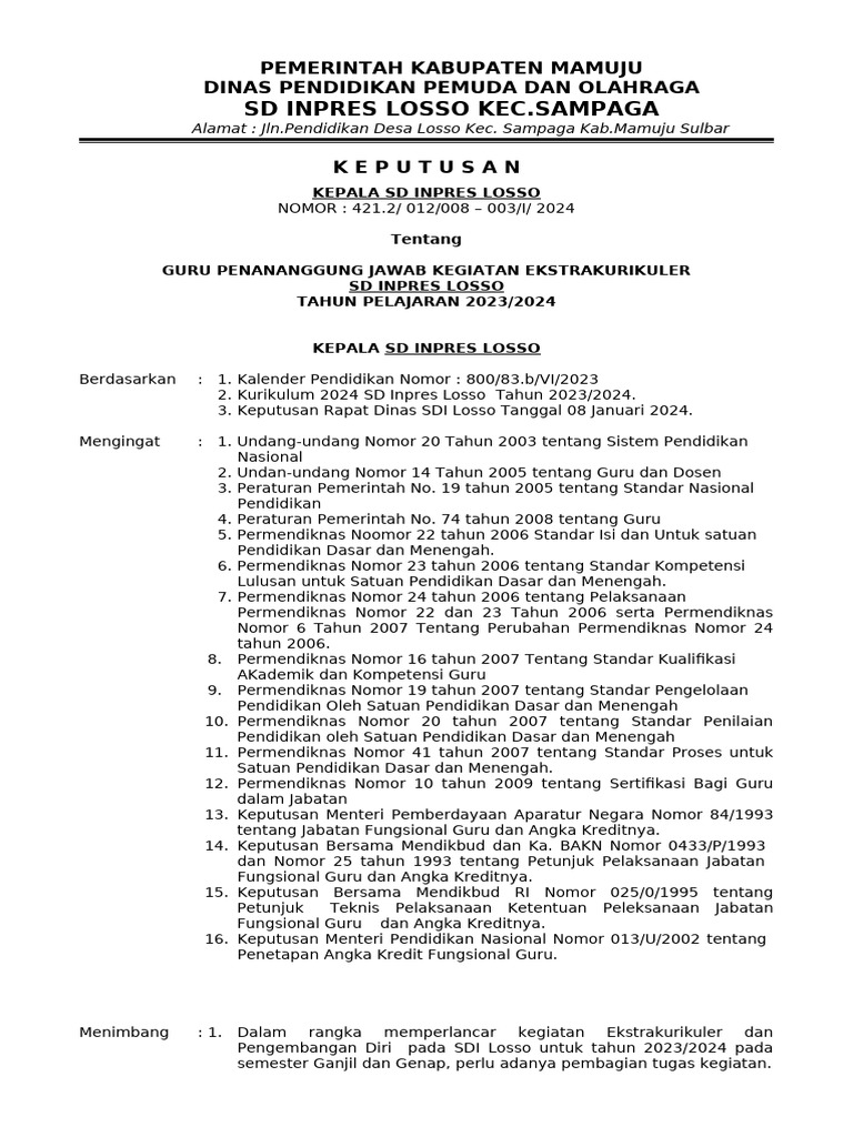 SK EKSKUL 2024 | PDF