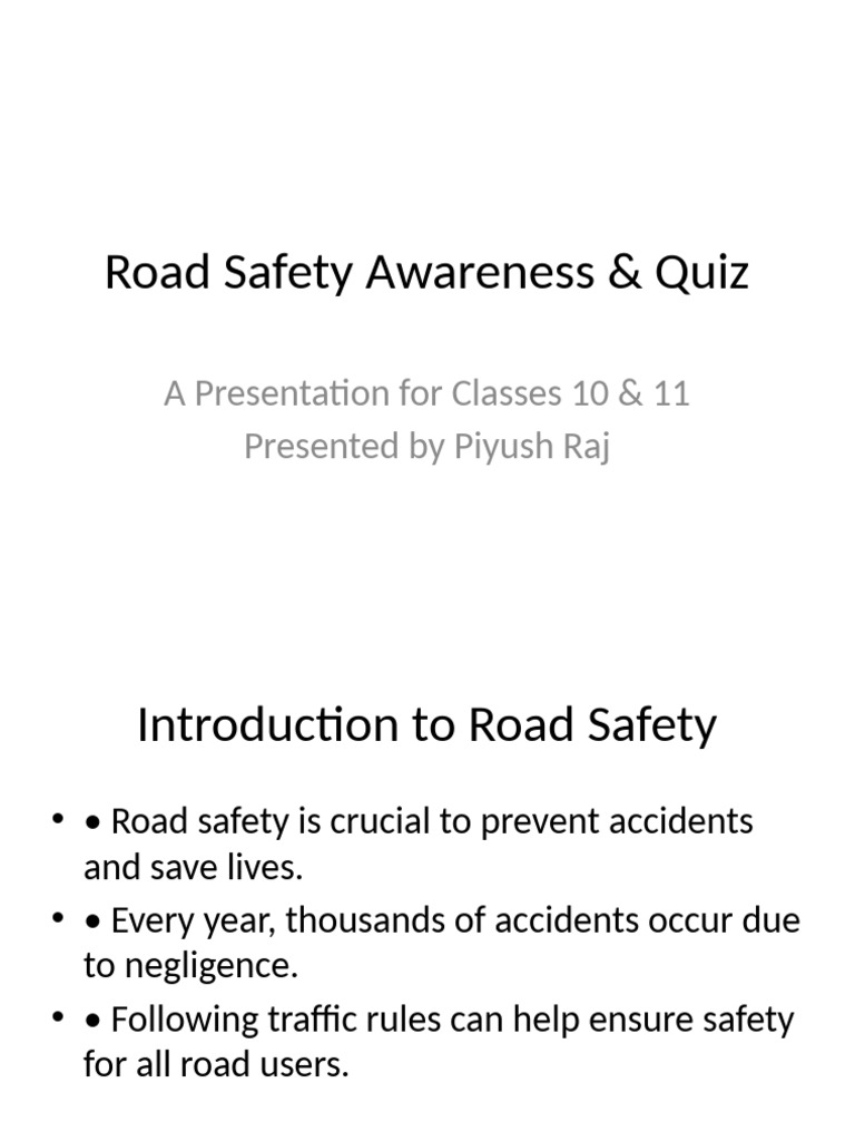 Road Safety Presentation | PDF