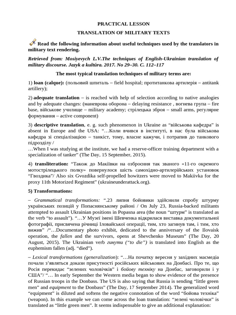 Translation of Military Texts | PDF
